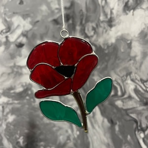 Red Poppy Flower Stained Glass Effect Suncatcher Wind Spinner Light ...