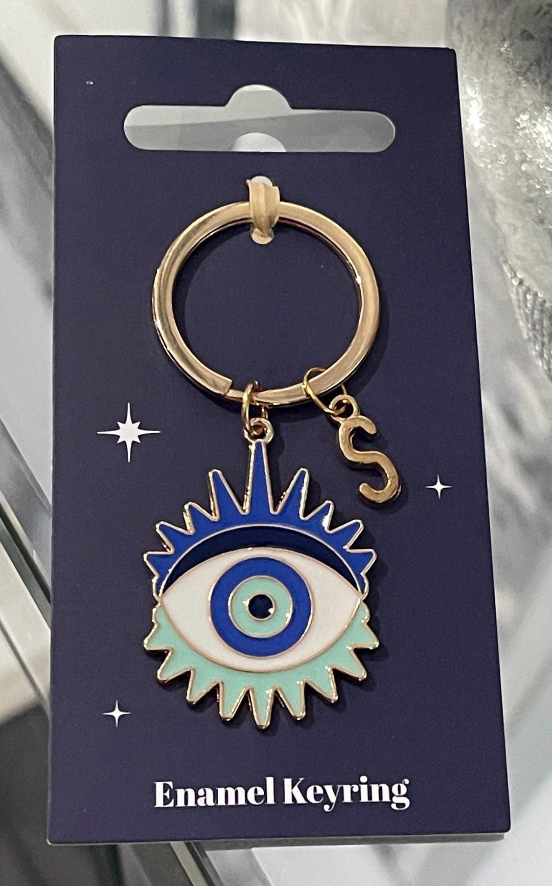 Personalised Enamel All Seeing Eye Keyring: Initial Charm, Good Luck ...