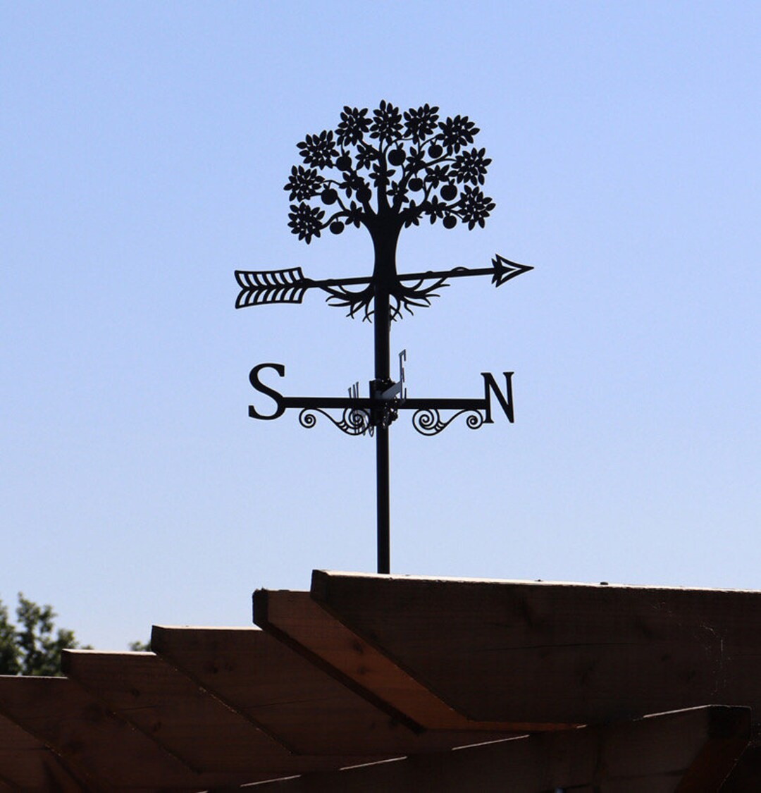 Apple Tree of Life Metal Silhouette Weathervane Wind Spinner Garden ...