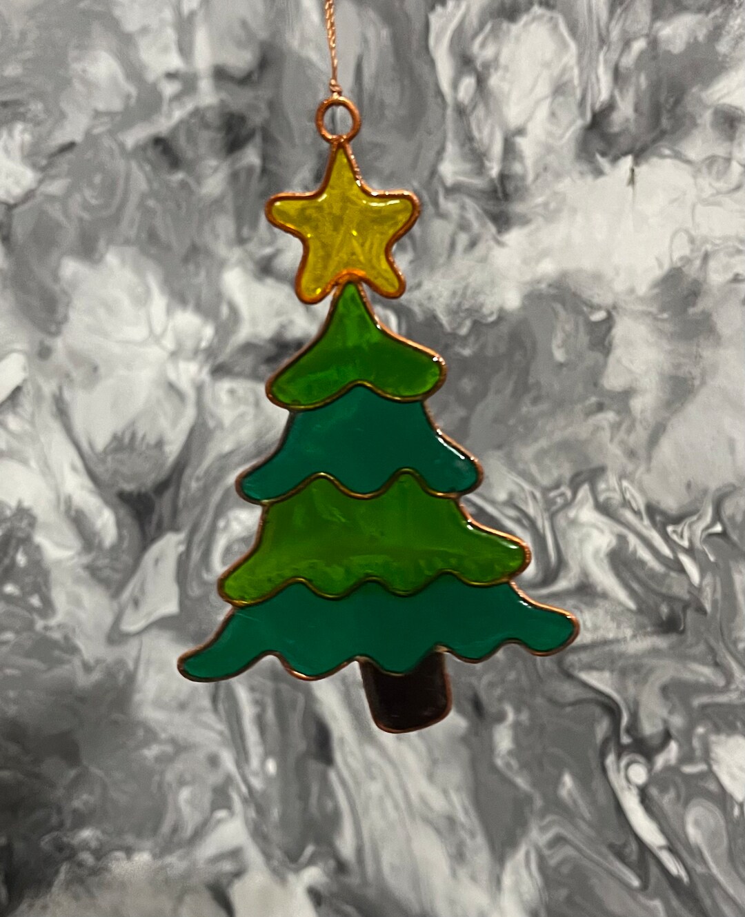 Christmas Tree Festive Stained Glass Effect Suncatcher Wind Spinner ...