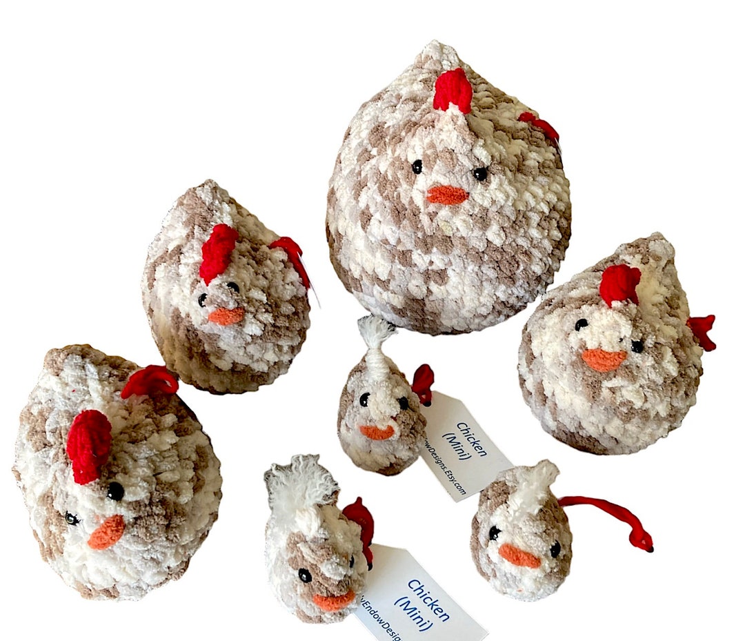 Speckled Crocheted Plushie Chickens brown, Tan and White - Etsy