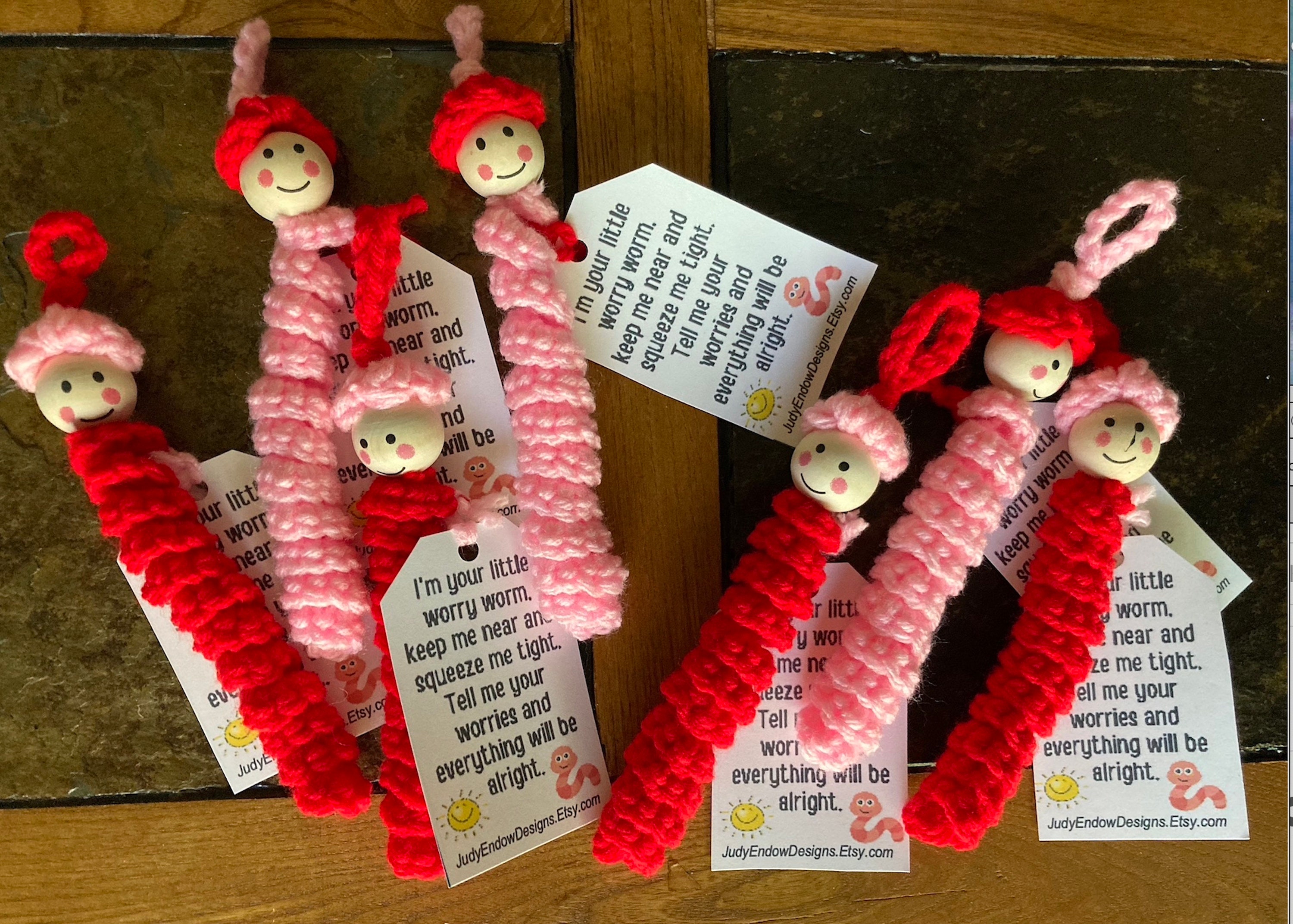 Crocheted Worry Worm With Tag | Sensory Fidget Toy - Etsy