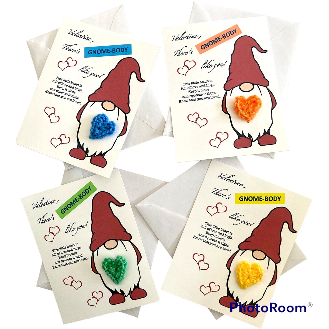 Gnome Valentine Pocket Hugs (set of 4 Cards & Envelopes) - Etsy