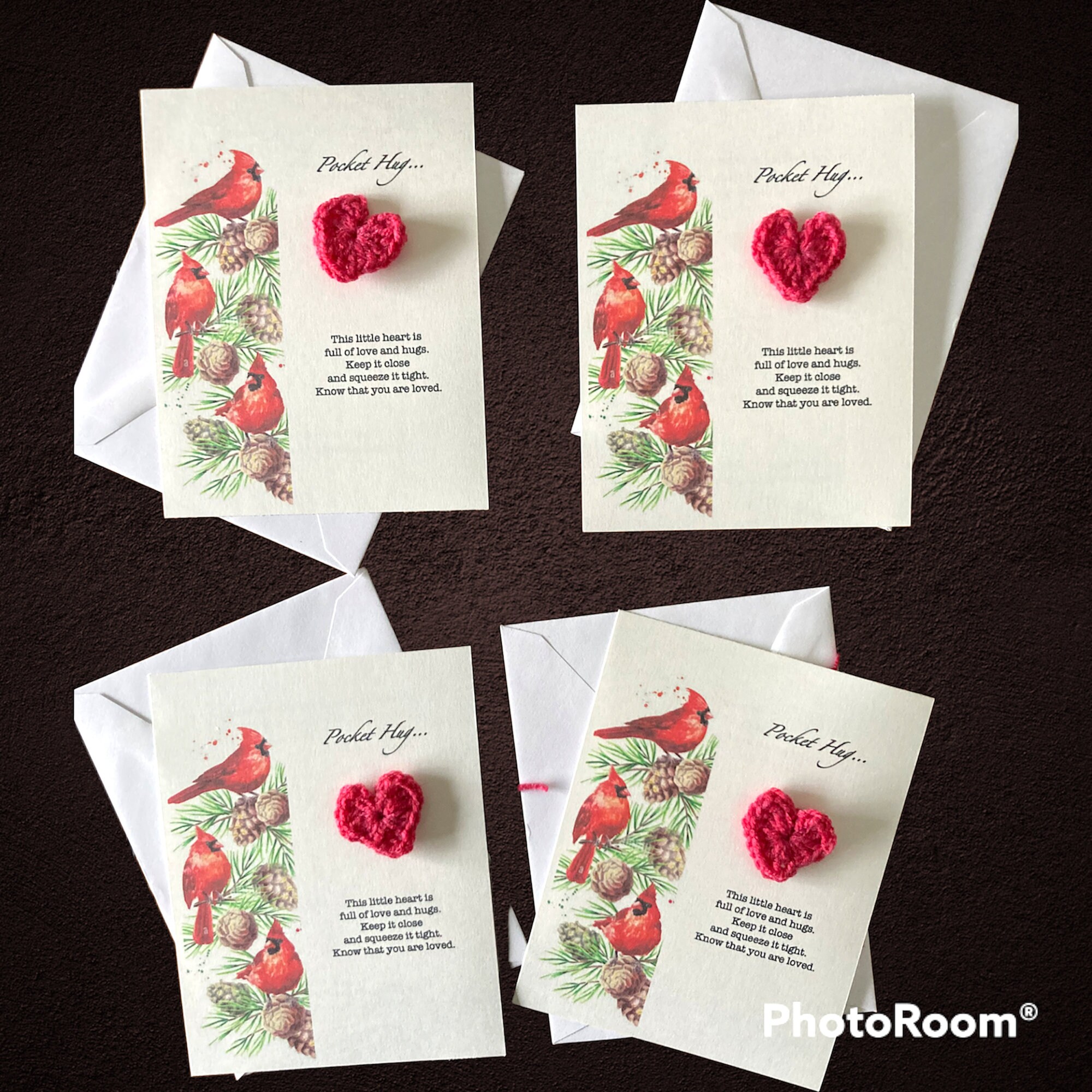 Cardinal Pocket Hug Cards set of 4 Cards & Envelopes - Etsy