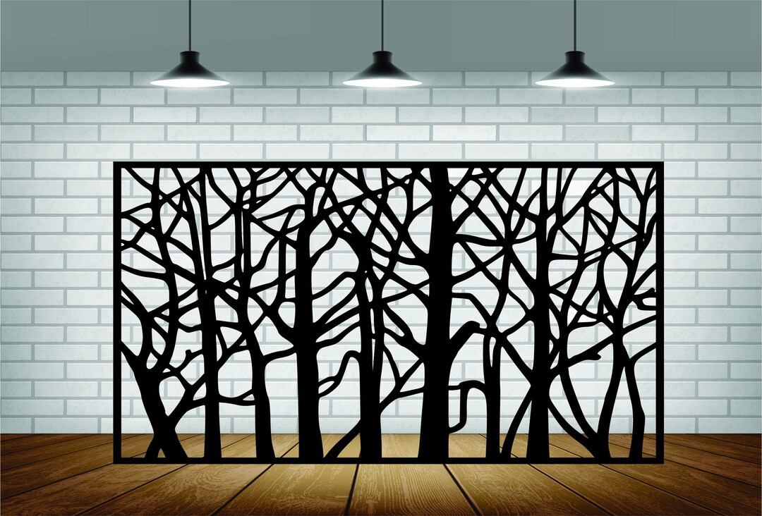 Tree Privacy Panel, Partition, Rusty Outdoor Decor, Decorative Metal ...