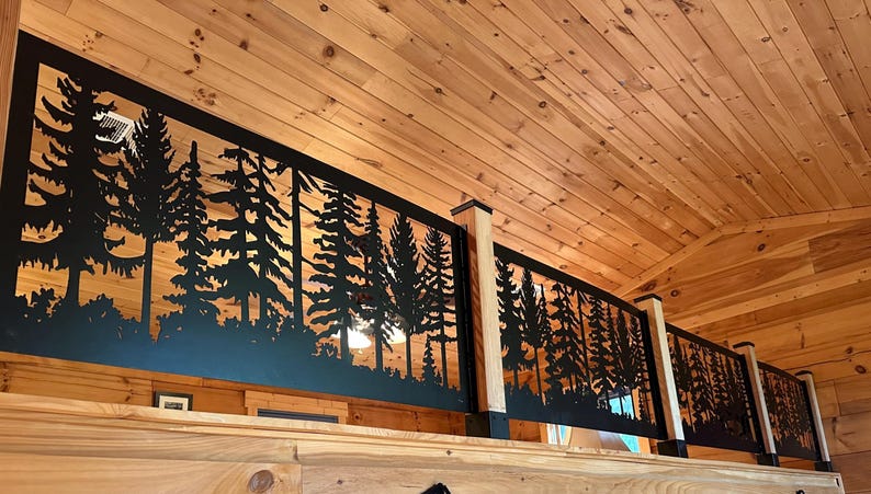 Decorative Rustic Railings, A Forest Scene, Metal Panel Insert, Railing ...