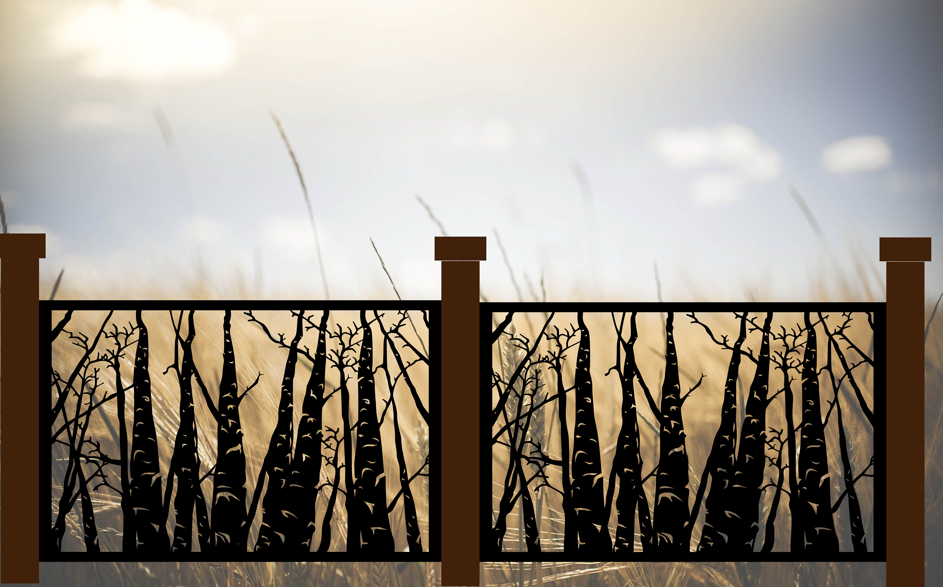 Aspen Branches Railing Insert, Metal Panel, Decorative Metal Panel ...