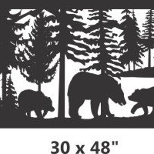 Decorative Rustic Railings and Metal Panel, Wildlife Scenery With Bear ...