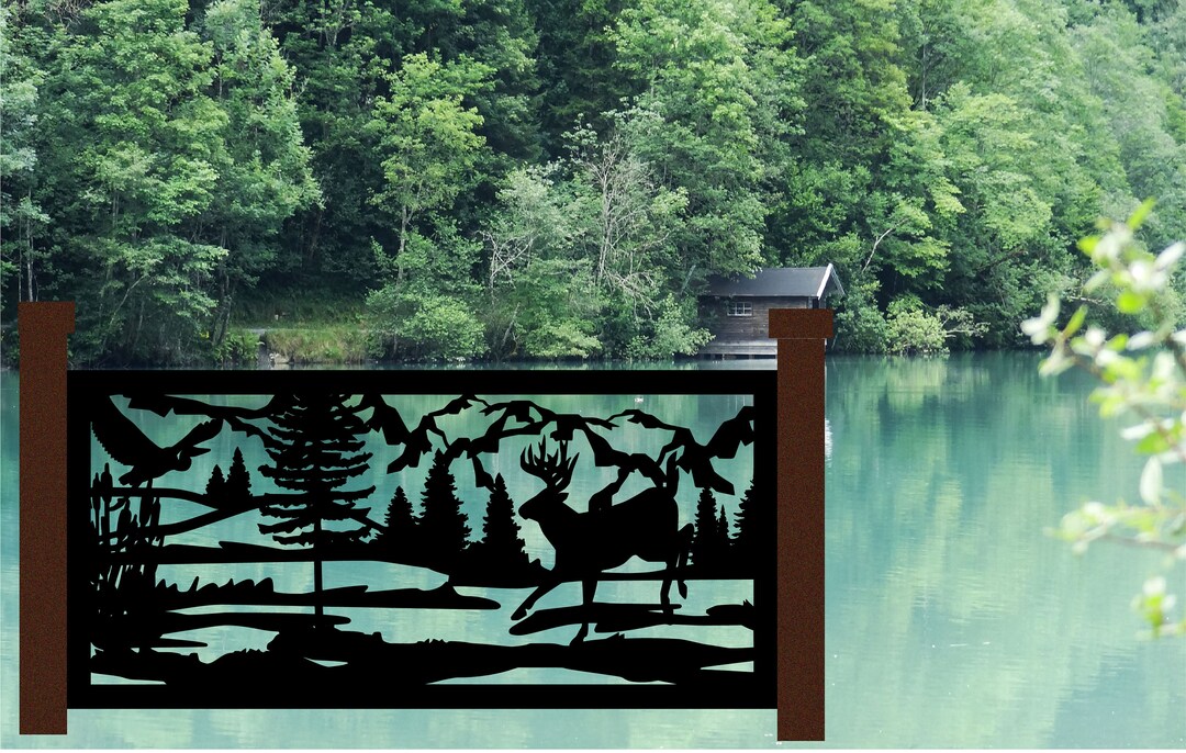 Decorative Rustic Railings, Wildlife Scene in Mountains, Metal Panel ...