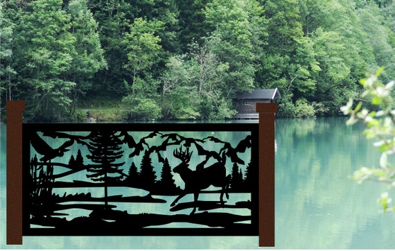 Decorative Rustic Railings Wildlife Scene in Mountains Metal - Etsy
