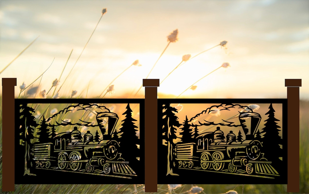 Metal Privacy Screen, Railway Fence Panel, Wall Art- Steam Train ...