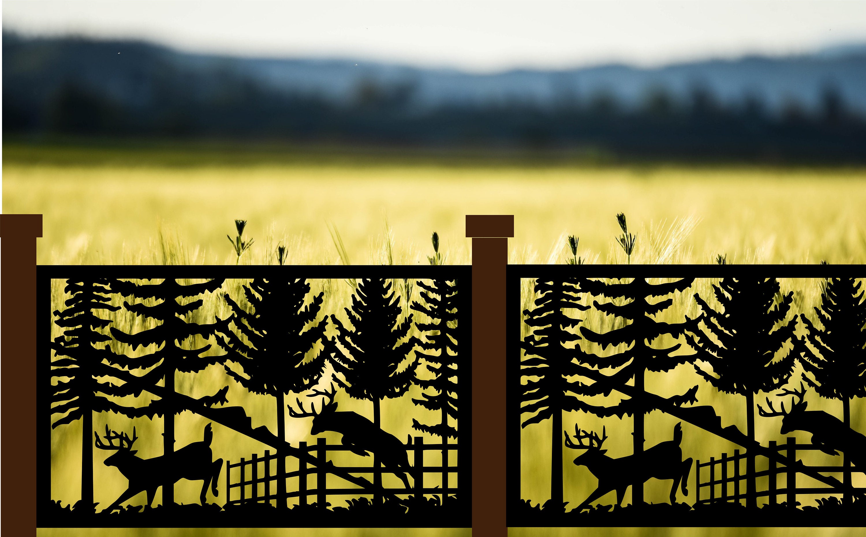 Wildlife Railing Panels Decorative Rustic Fencing, Country Driveway