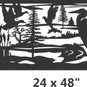 Decorative Rustic Railings, Wildlife Scenery With Flying Ducks and ...