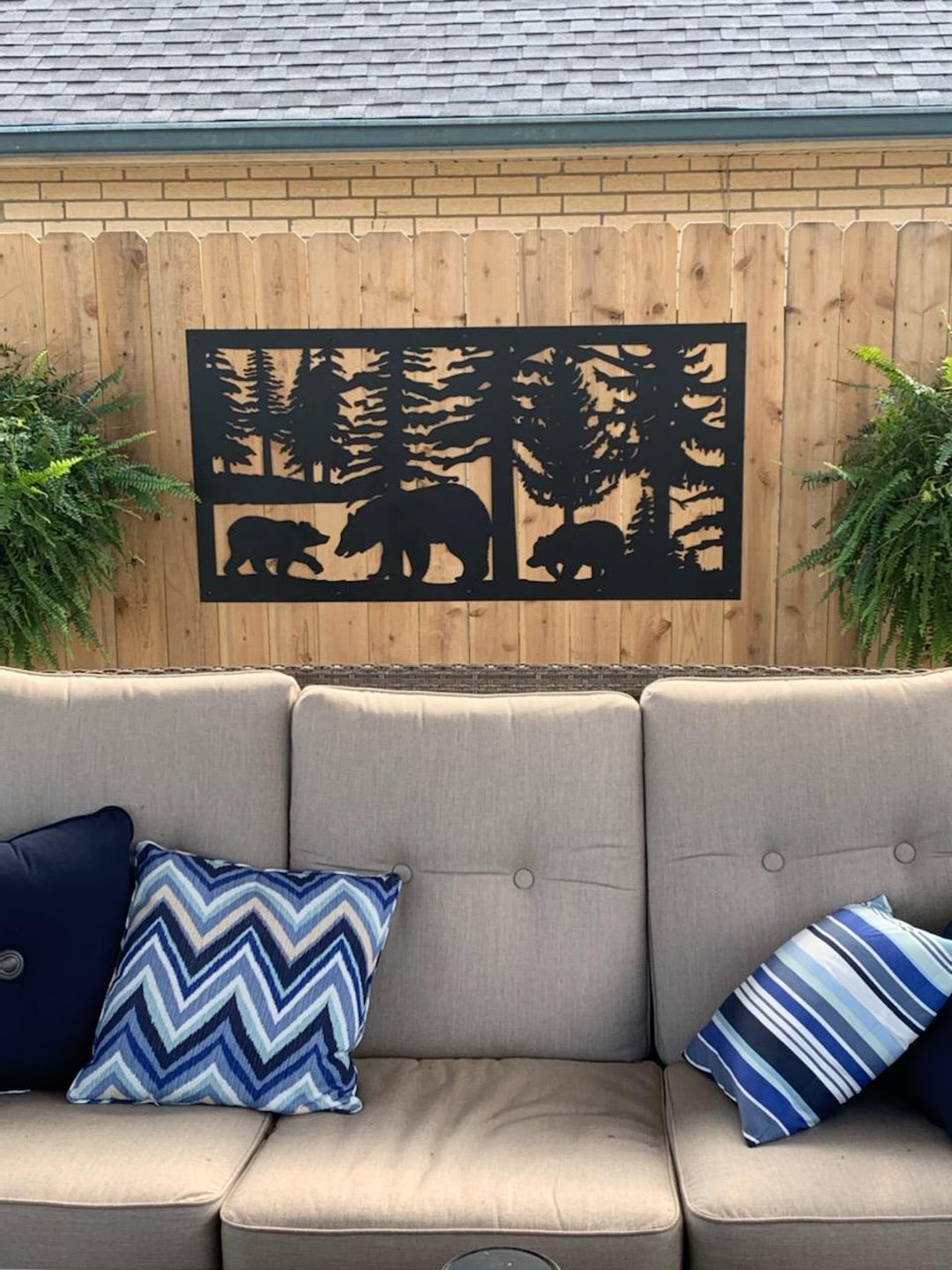 Decorative Rustic Railings, Wildlife Scenery With Bear and Cubs, Metal ...