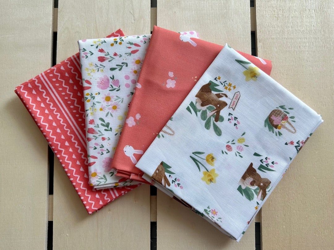 Easter Egg Hunt Coral Curated Fat Quarter Bundle, 4 Fat Quarters - Etsy