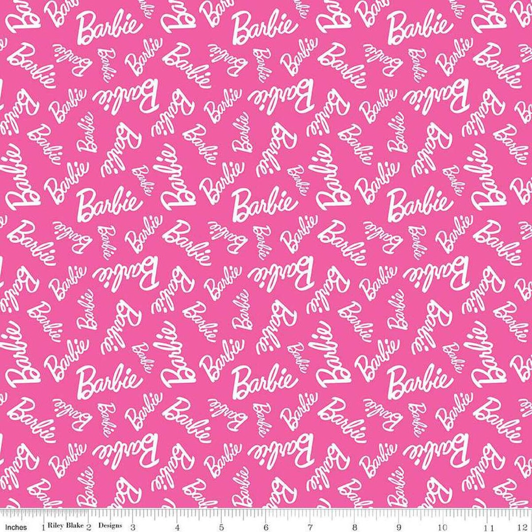 Barbie Hot Pink Tossed Barbie Logo HALF YARD - Etsy