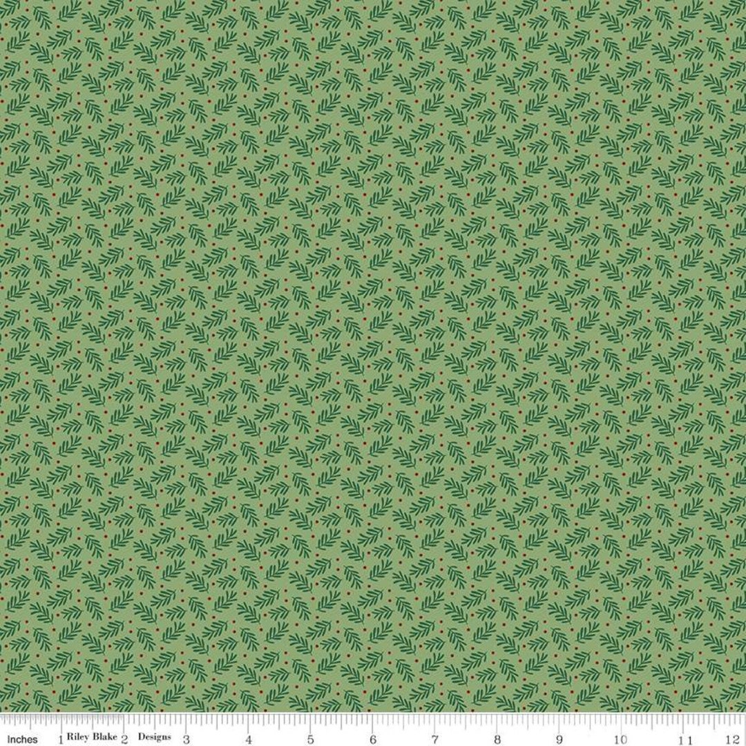 Christmas Traditions Sprigs Green Riley Blake Cotton Half Yard - Etsy