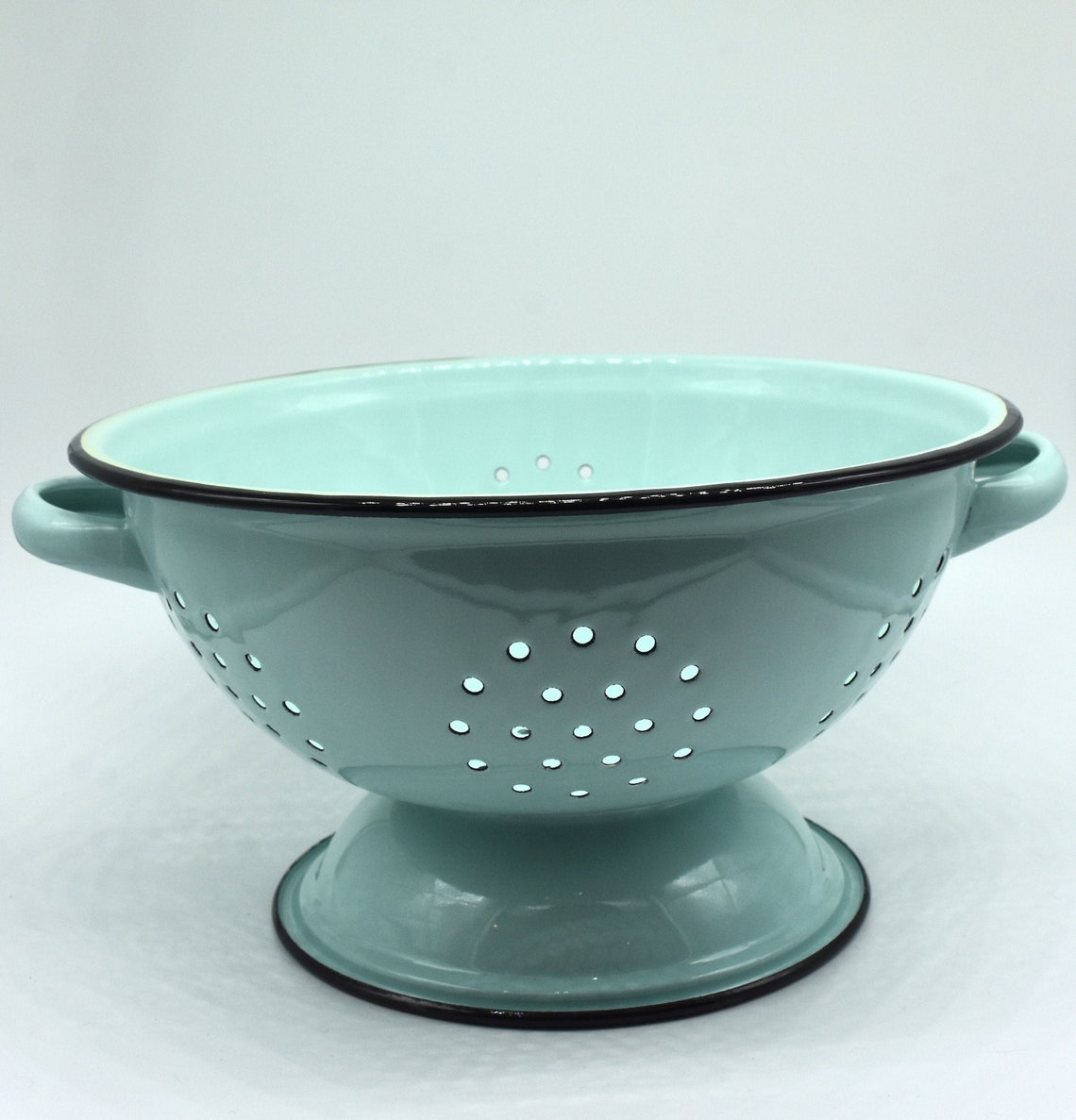 Amazing Aqua Seafoam Green Enamelware Metal Pedestal Colander - Etsy