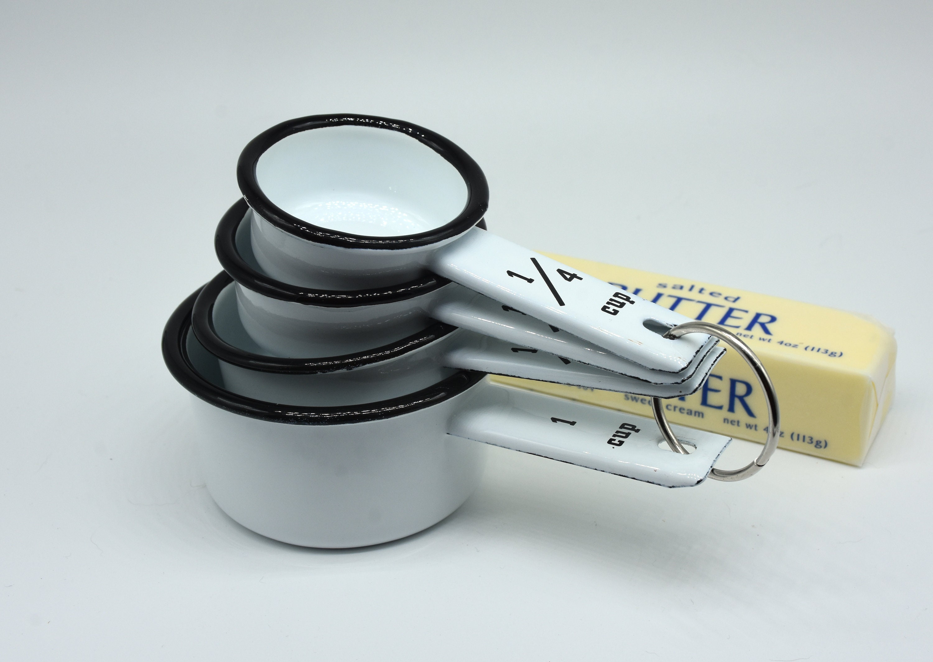 WHITE Enamelware Measuring Cups 1/4 1/3 1/2 1 Cup Metal - Etsy