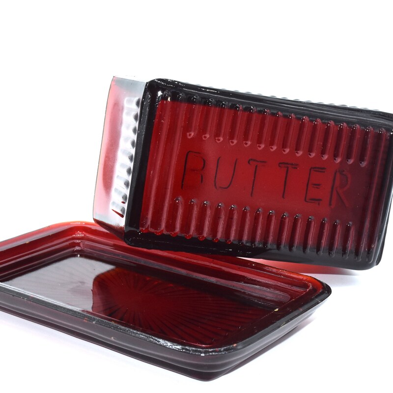 Red Butter Dish - Etsy
