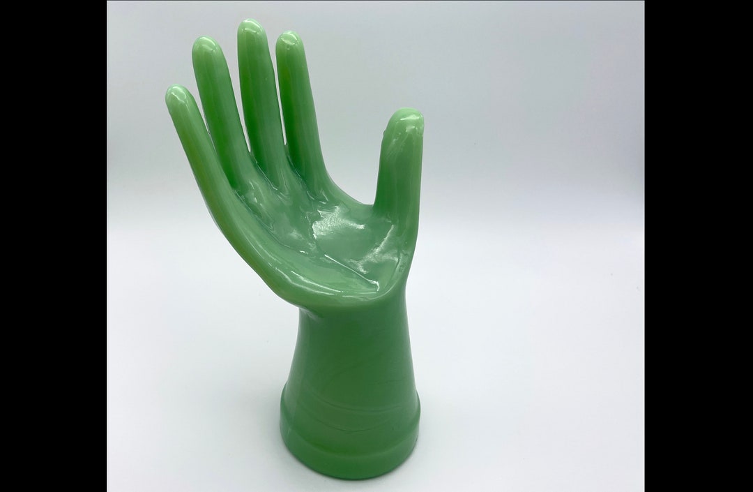 Glass Jadeite Green Vintage Style Ring Bracelet Jewelry Holder Display ...