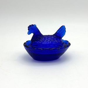 Cobalt Blue Glass Vintage Style Mini Nesting Chicken Hen Salt Cellar ...