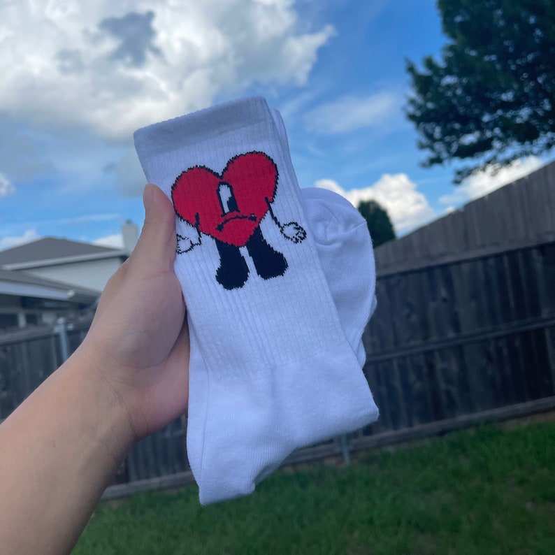 Bad Bunny Socks Un Verano Sin Ti Socks Bad Bunny Heart Etsy