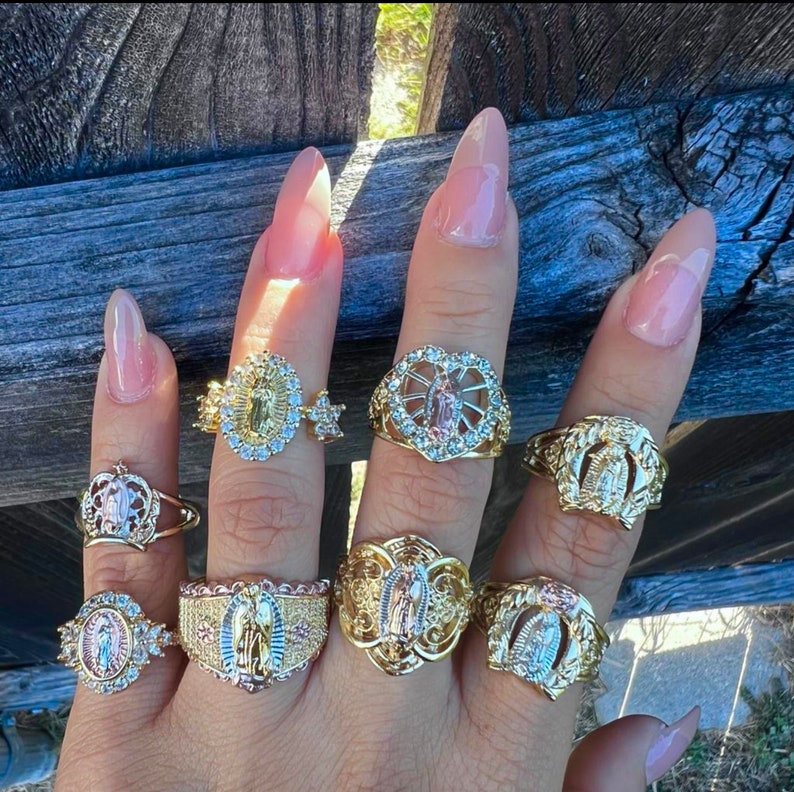 Our Lady of Guadalupe Gold Rings Gold Plated Jewerly Anillos - Etsy