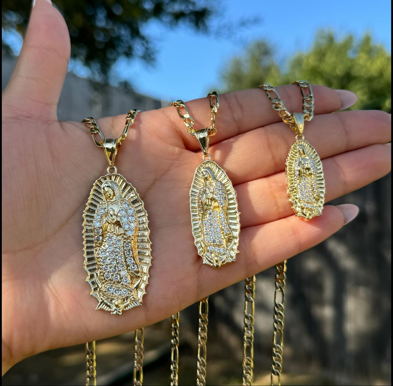 Virgen de guadalupe necklace real gold store