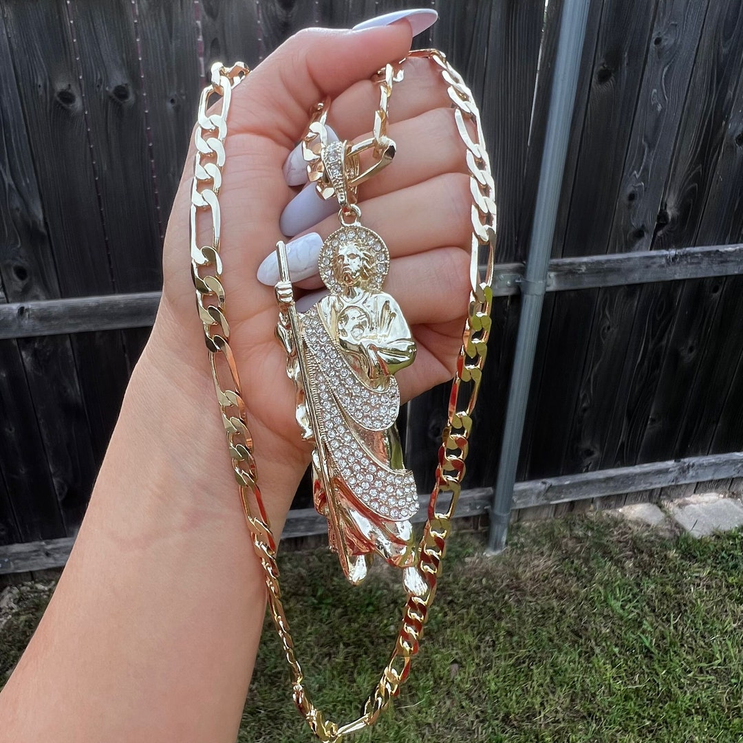Saint Thaddeus Gold Necklace. Gold Plated. San Judas Tadeo Cadena De ...