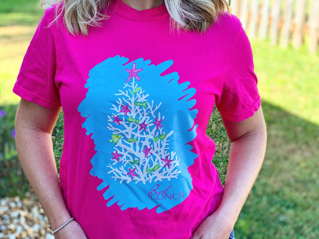 Coral Christmas Tree T-shirt - Etsy