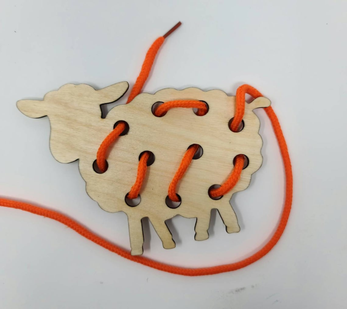 Animal Wood Lacing Cards Montessori Dexterity - Etsy