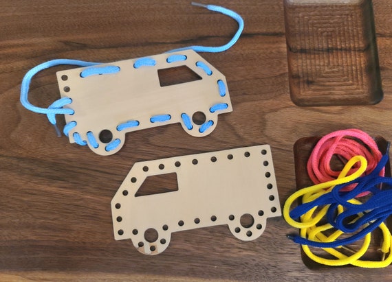 Alphabet Wood Lacing Cards Montessori Dexterity - Etsy