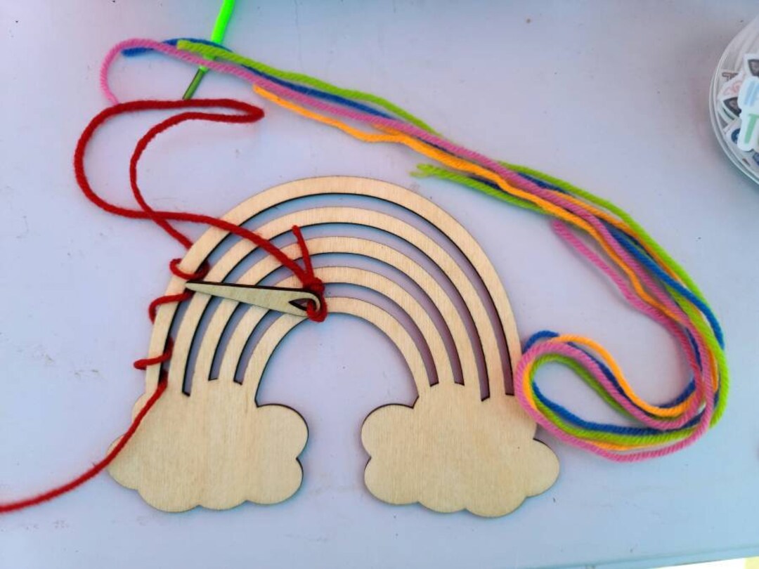 Rainbow Wood Lacing Cards - Montessori - Dexterity - Educational ...