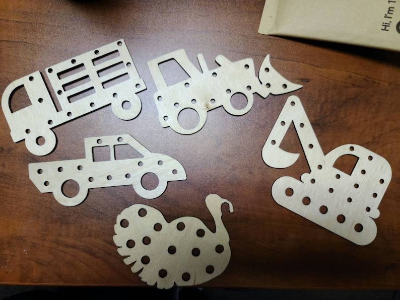 Vehicle Wood Lacing Cards Montessori Dexterity - Etsy