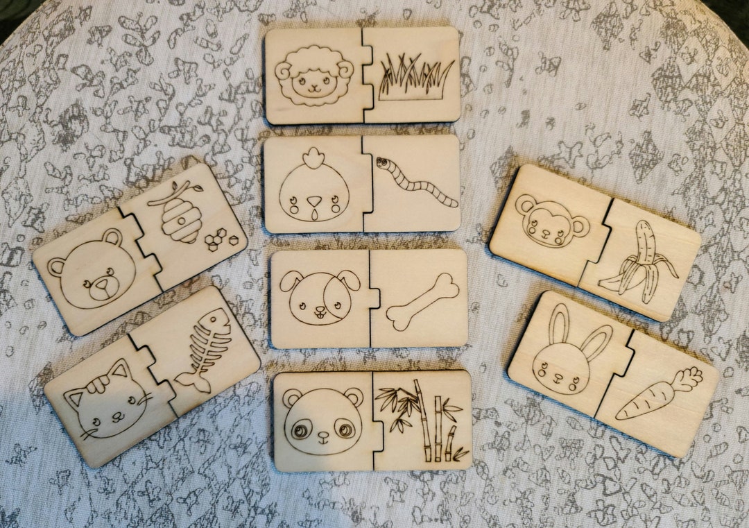 Wooden Animal Matching Game - Puzzle -food Source - Montessori ...