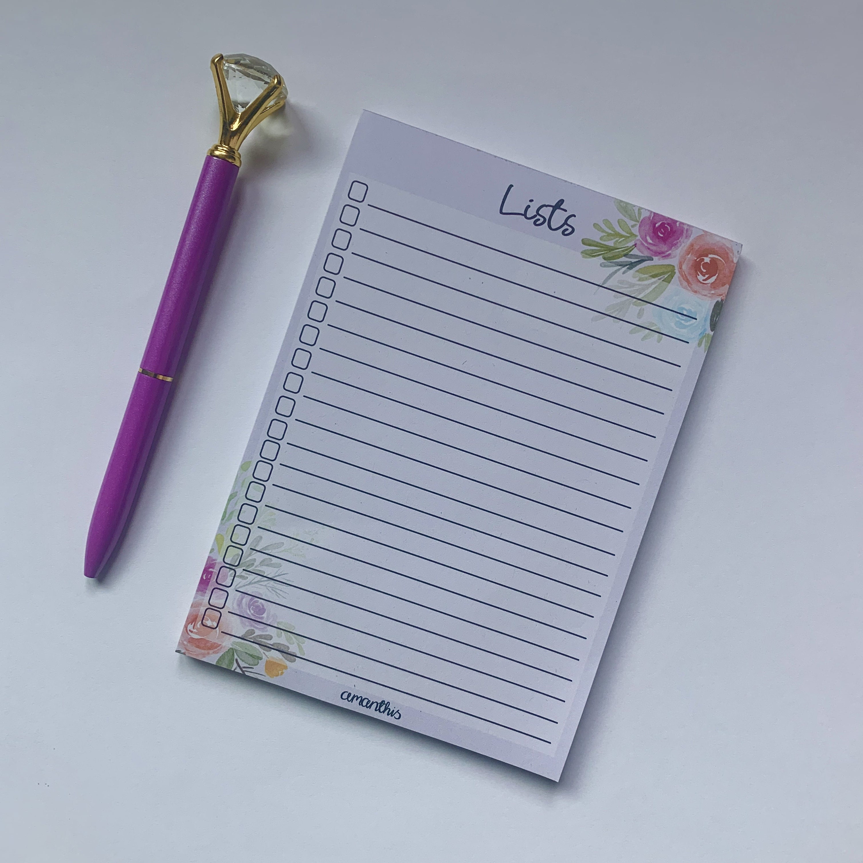Watercolour Floral List Pad A6 Planning Pad Lilac Shopping - Etsy