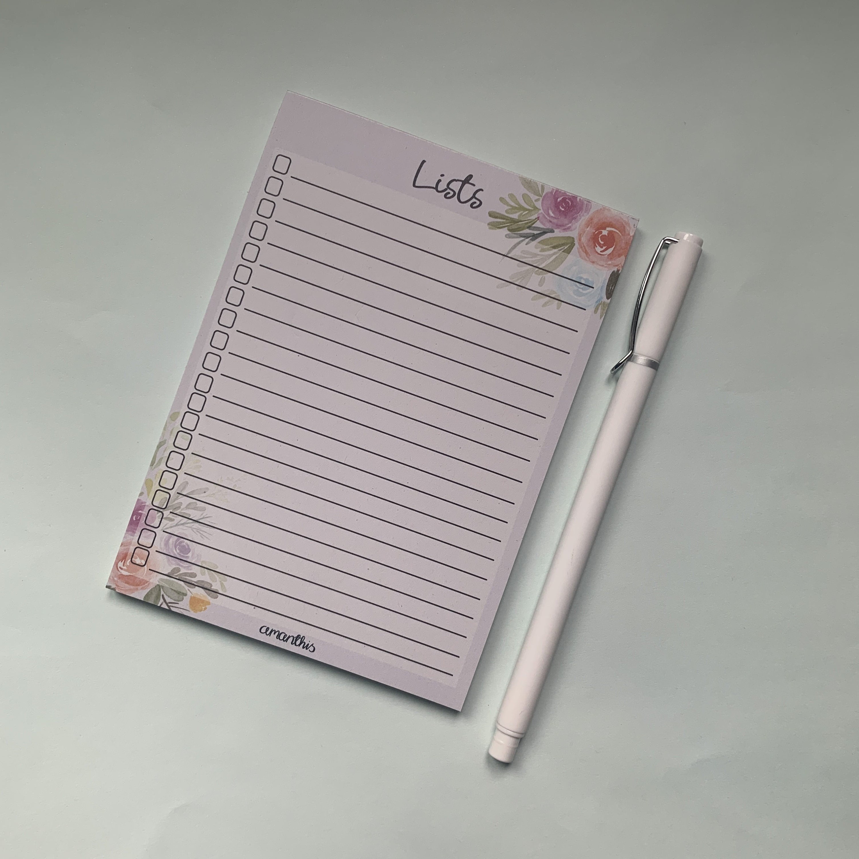 Watercolour Floral List Pad A6 Planning Pad Lilac Shopping - Etsy