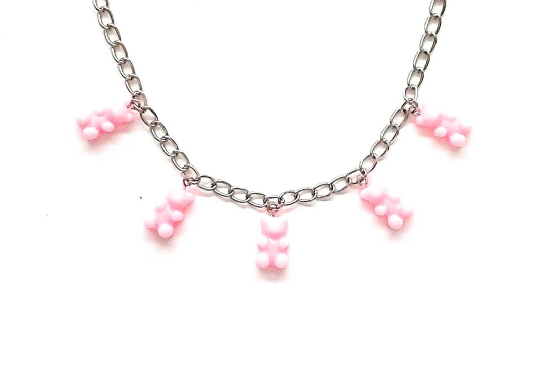 Necklaces - Gummy Bear Curb Chain Necklace Solid Pink - Etsy