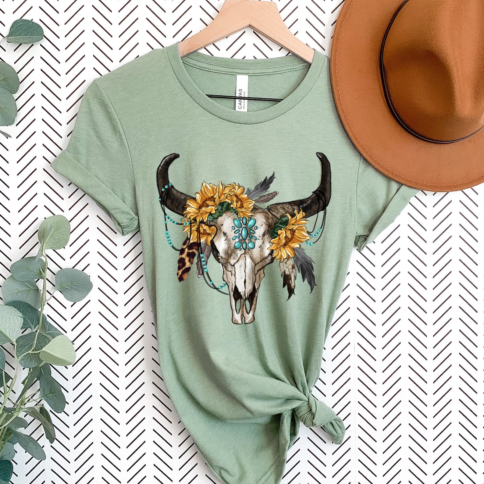 Cow Skull Turquoise, DTF Transfers, Ready to Press, T-shirt Transfers ...