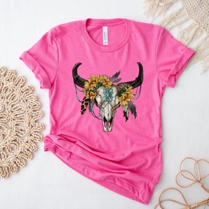 Cow Skull Turquoise, DTF Transfers, Ready to Press, T-shirt Transfers ...