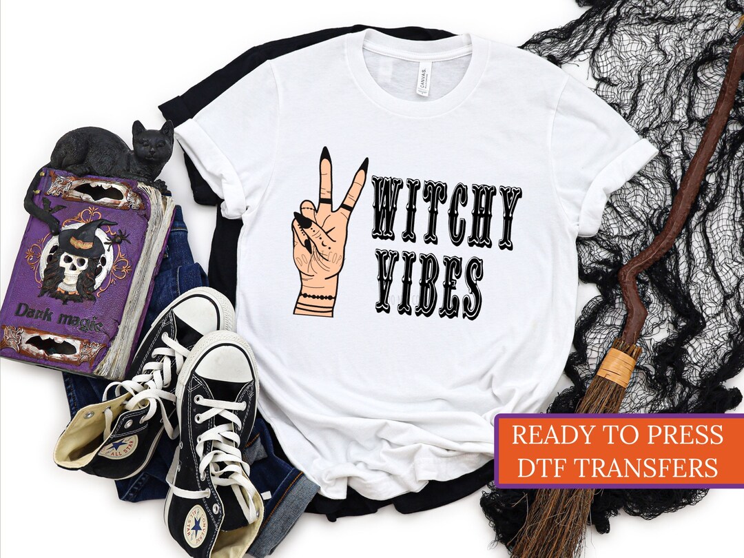 Witchy Vibes Peace Sign, DTF Transfers, Ready to Press, T-shirt ...