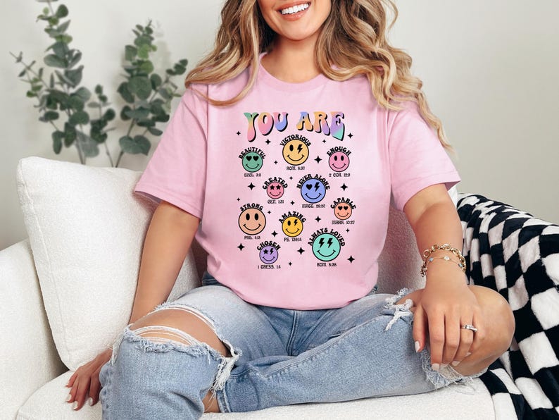 Bible Verse Smiley Faces DTF Transfers, Ready to Press, T-shirt ...