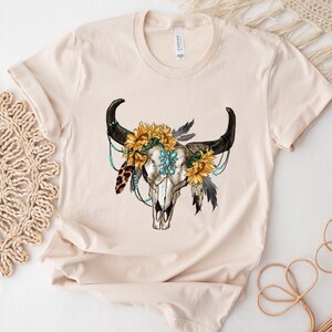 Cow Skull Turquoise, DTF Transfers, Ready to Press, T-shirt Transfers ...