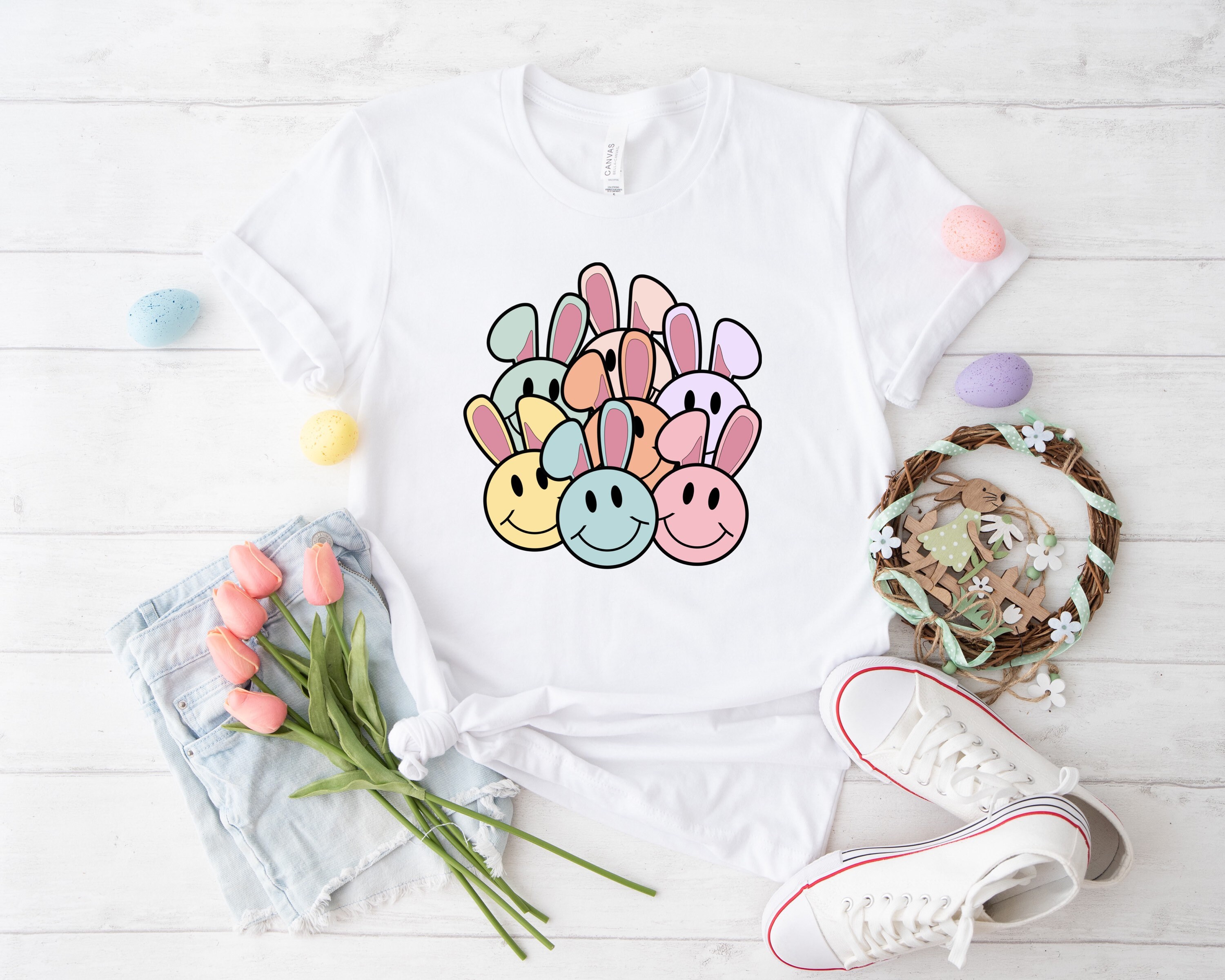 Easter Smiley Faces DTF Transfer Ready to Press T-shirt - Etsy