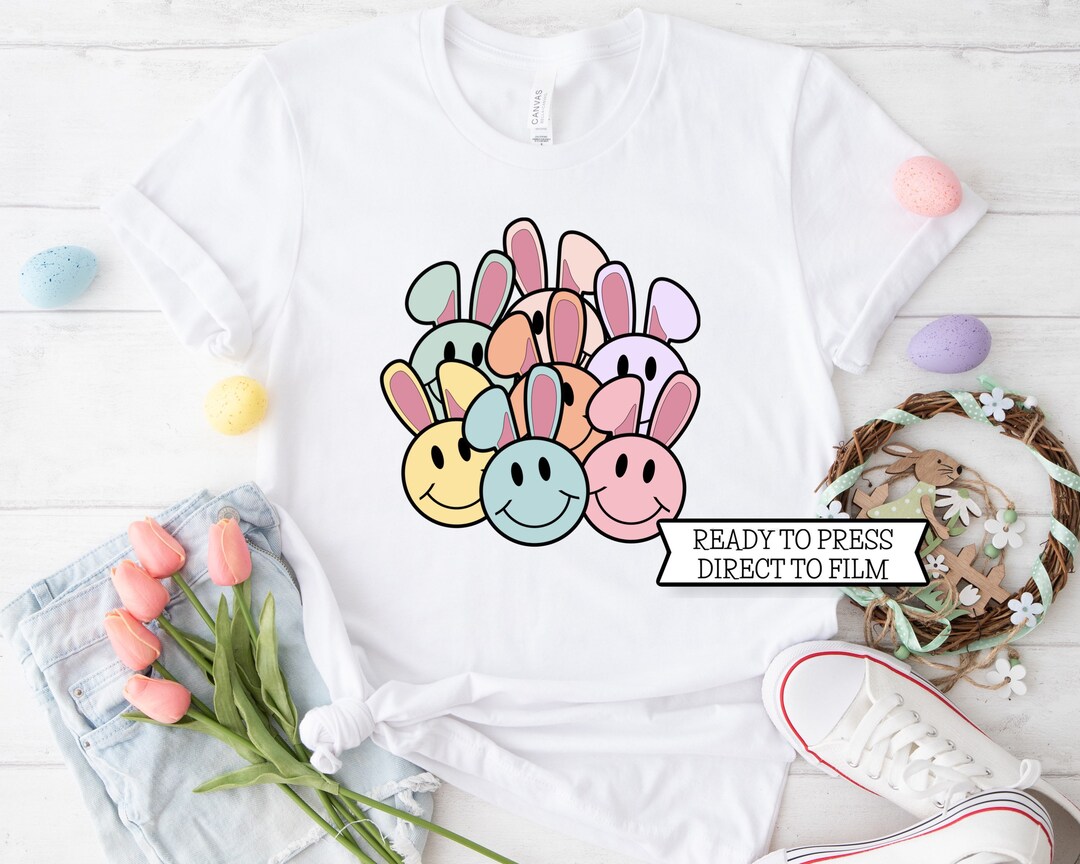 Easter Smiley Faces DTF Transfer, Ready to Press, T-shirt Transfers ...