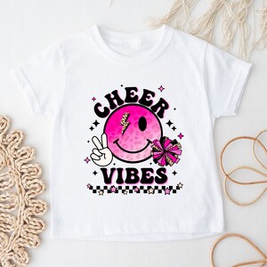 Cheer Vibes Pink Smiley Face DTF Transfers, Ready to Press, T-shirt ...