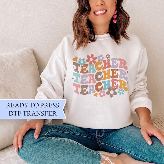Retro Teacher Stacked DTF Transfers Ready to Press T-shirt - Etsy