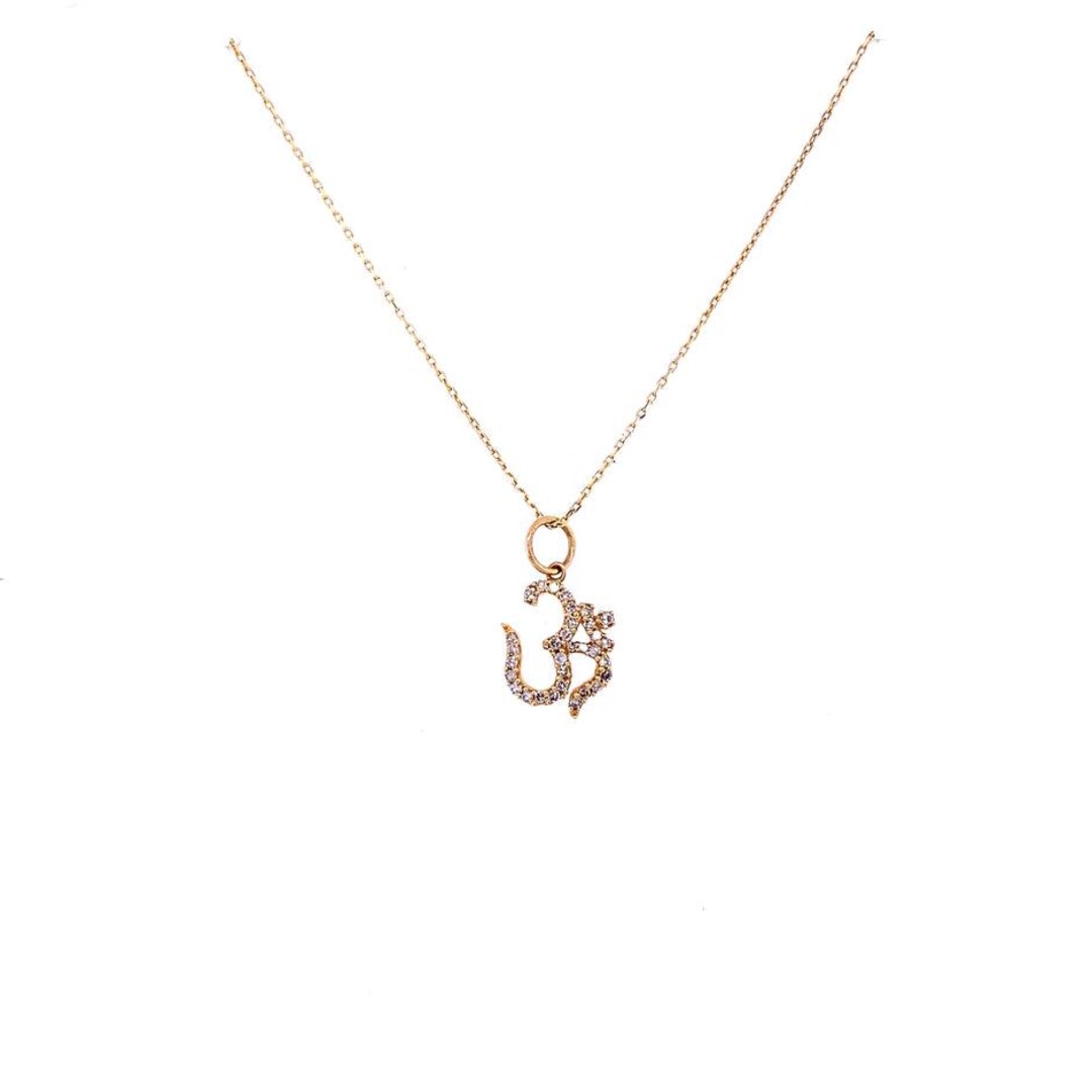 Diamond & Gold OM Sign Necklace - Etsy