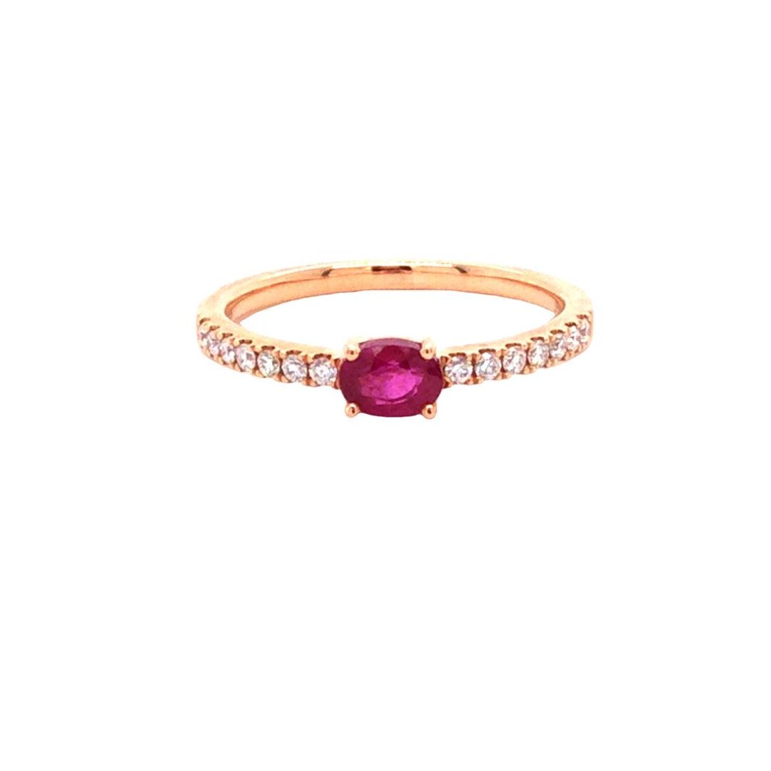 Diamond, Ruby & Rose Gold Ring - Etsy